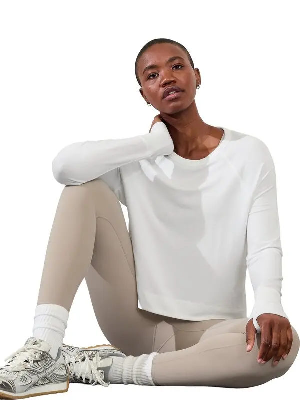 Athleta Coaster Luxe Recover High Hip Relaxed Sweatshirt - Bright White