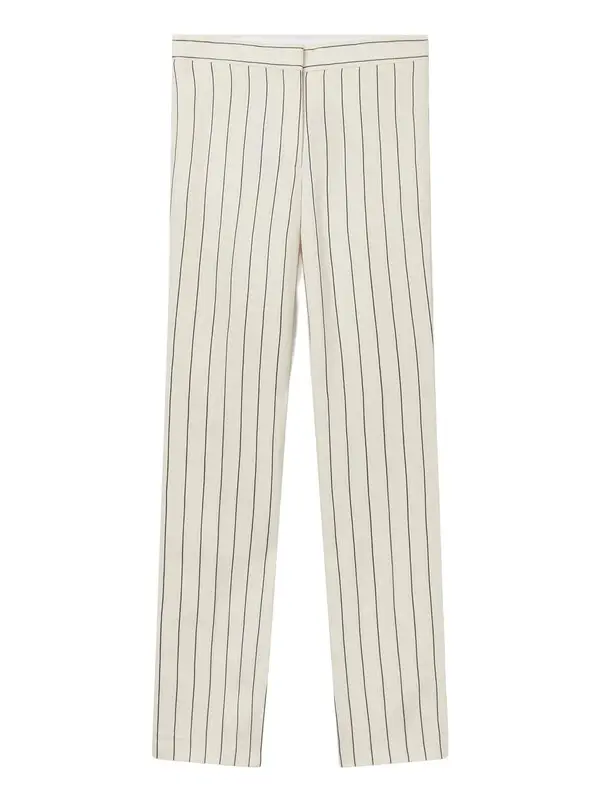 Stella McCartney Striped Mid-rise Straight-leg Trousers - Cream With Black Pinstripe