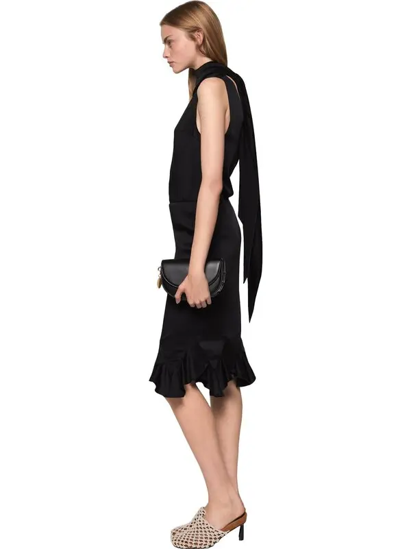 Stella McCartney Ruffled-hem Satin Midi Skirt - Midnight Black