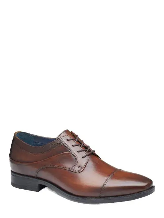 Johnston & Murphy Gibbons Cap Toe Derby - Mahogany Full Grain
