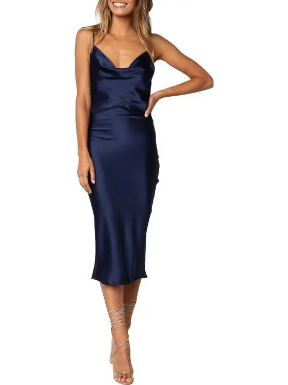 PETAL & PUP Persia Satin Sheath - Navy