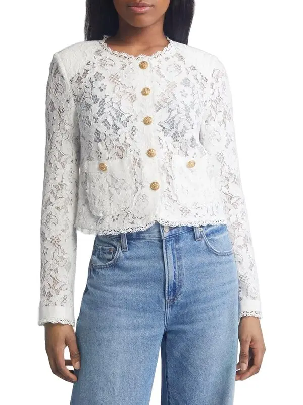 LoveShackFancy Richard Lace Jacket - Off White