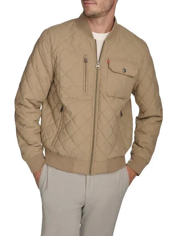 LEVI'S Quilted Nylon Bomber Jacket - Light Taupe