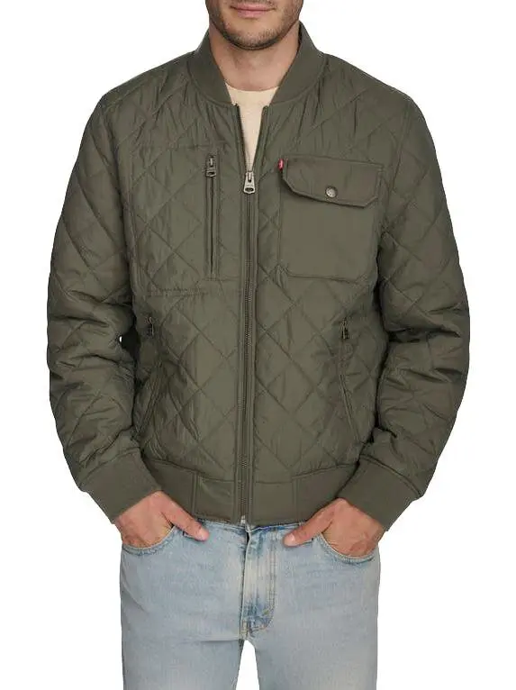 LEVI'S Quilted Nylon Bomber Jacket - Sage Green