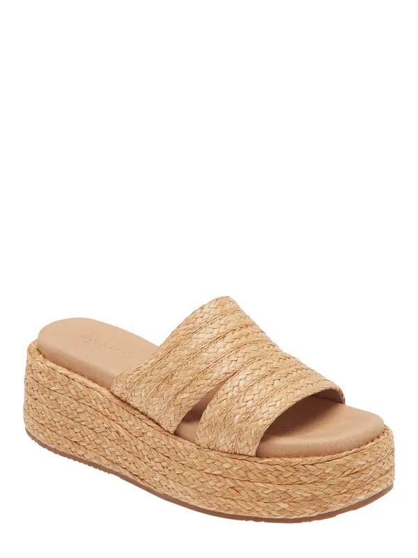 CHOCOLAT BLU Larra Platform Slide Sandal - Toast Raffia