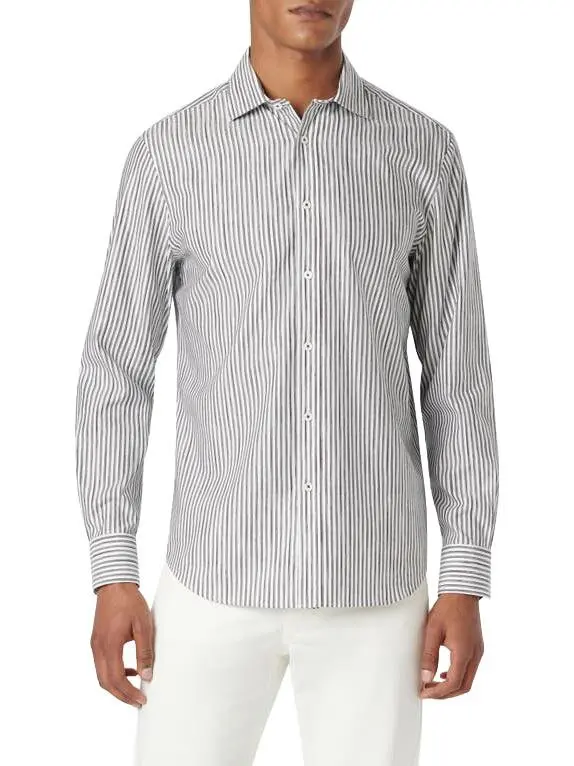 Bugatchi Axel Shaped Fit Woven Button-up Shirt - Asphalt