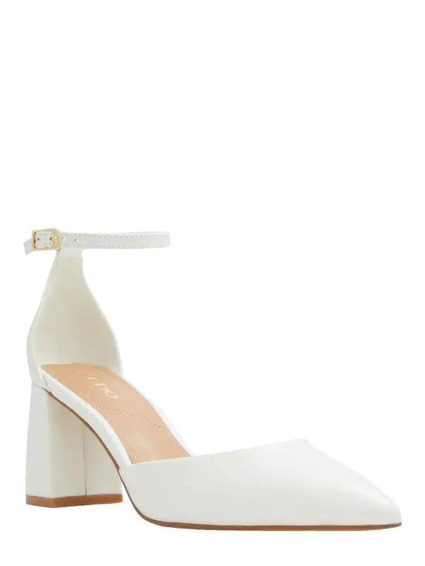 Aldo Jan Ankle Strap Pointed Toe Pumps - White