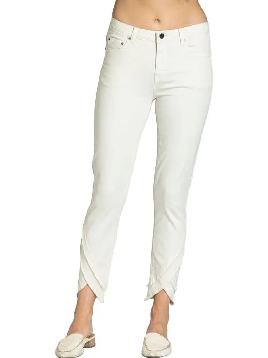 APNY Liberty Asymmetric Fray Hem Skinny Jeans - Natural