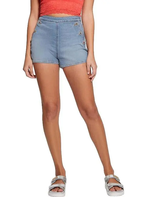 Guess Janea High Waisted Denim Shorts - Blue