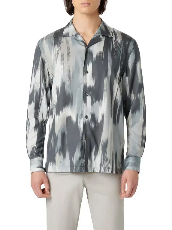 Bugatchi Julian Abstract Print Cotton Button-up Camp Shirt - Willow