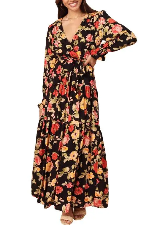 PETAL & PUP Long Sleeve Maxi Dress - Black Floral