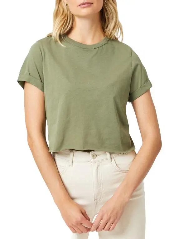 MAVI Raw Hem Crop T-shirt - Deep Lichen Green