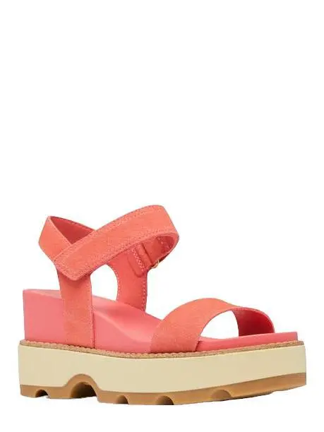 Sorel Joanie Iv Y-strap Wedge Sandal - Coral Blossom/ Gum