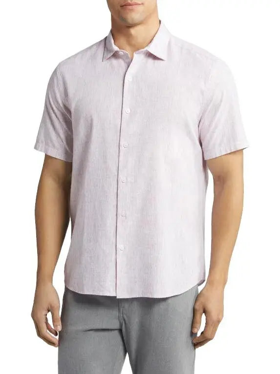 Robert Barakett Legato Short Sleeve Button-up Shirt - Pink