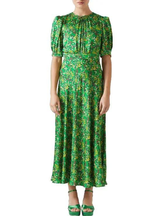 LK BENNETT Jem Floral Puff Sleeve Maxi Dress - Green
