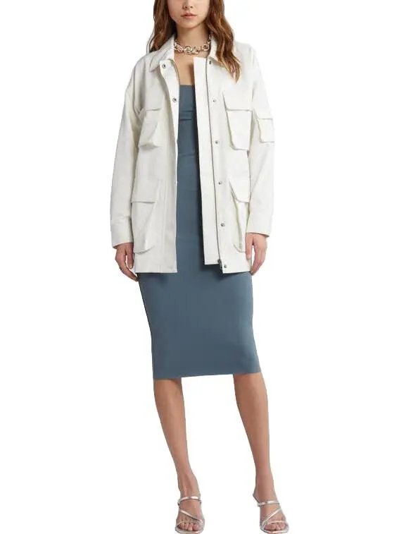 OPEN EDIT Oversize Twill Utility Jacket - Ivory Cloud