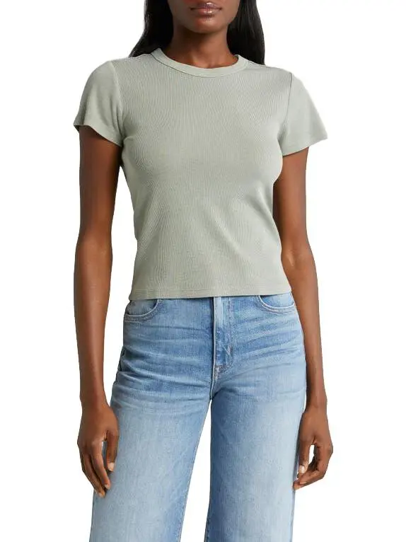 Marine Layer Lexi Sun-in Rib Crewneck T-shirt - Faded Olive