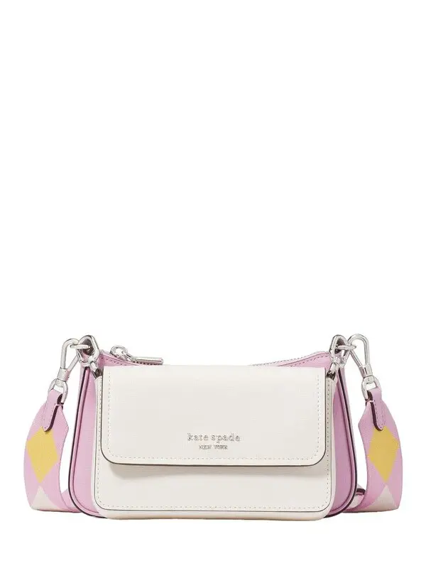 Kate Spade New York Morgan Double Up Colorblock Saffiano Leather Crossbody Bag - Parchment Multi