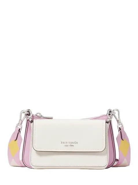 Kate Spade New York Morgan Double Up Colorblock Saffiano Leather Crossbody Bag - Parchment Multi