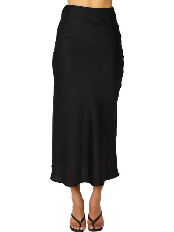 PETAL & PUP Nellie Satin Maxi Skirt - Black