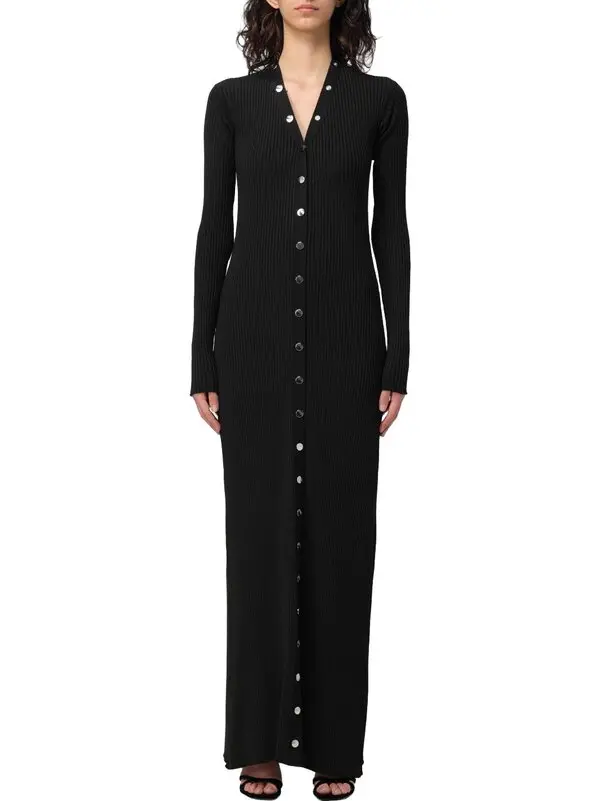 Attico Ribbed Button-detailed Maxi Dress - Black