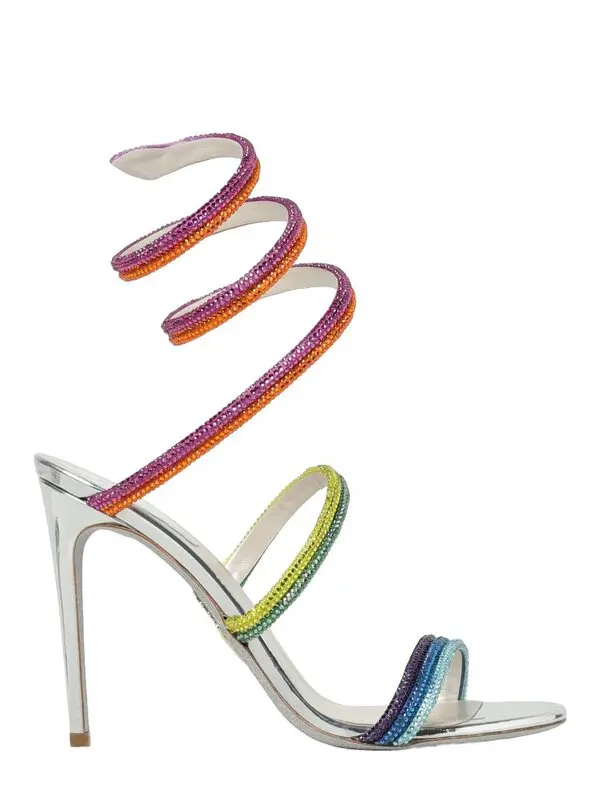 Rene Caovilla Embellished Spiral Heeled Sandals - Multicolor