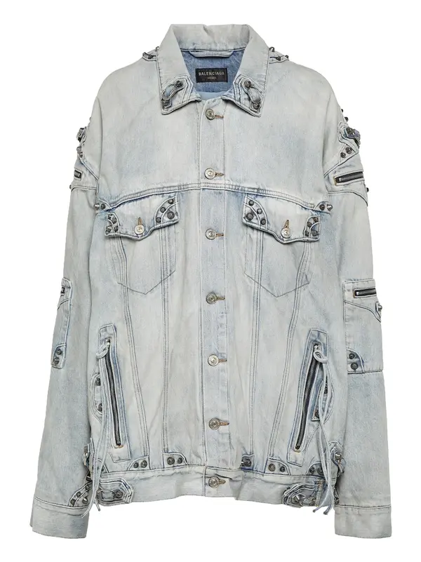 Balenciaga Cagole Oversized Denim Jacket - Blue
