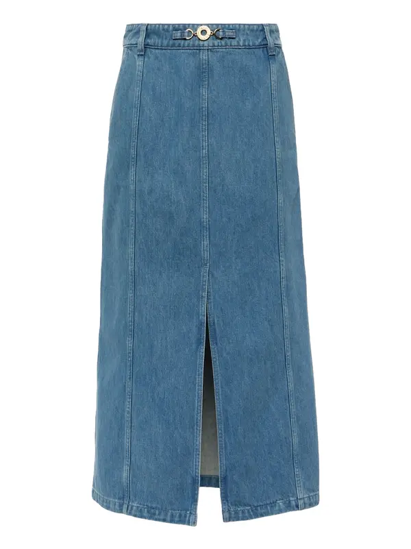Patou High-rise Denim Midi Skirt - Blue