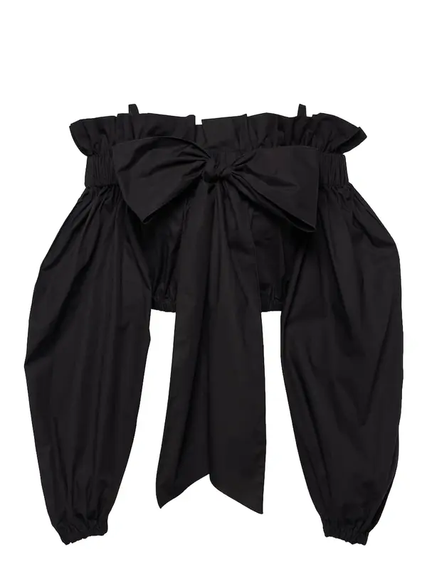 PATOU Bow-detail Ruffled Crop Top - Black