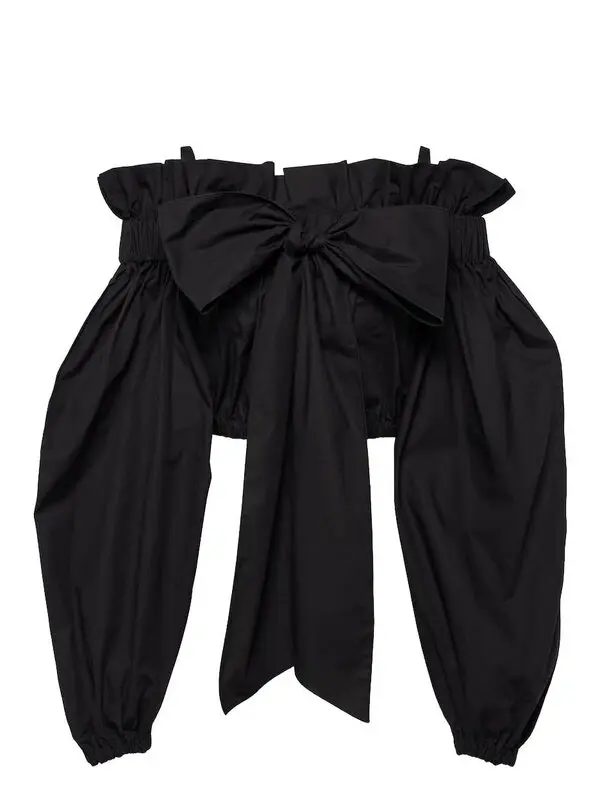 PATOU Bow-detail Ruffled Crop Top - Black