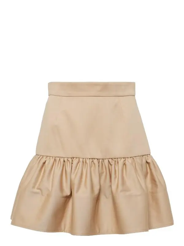 PATOU Ruffled Cotton Gabardine Miniskirt - Beige