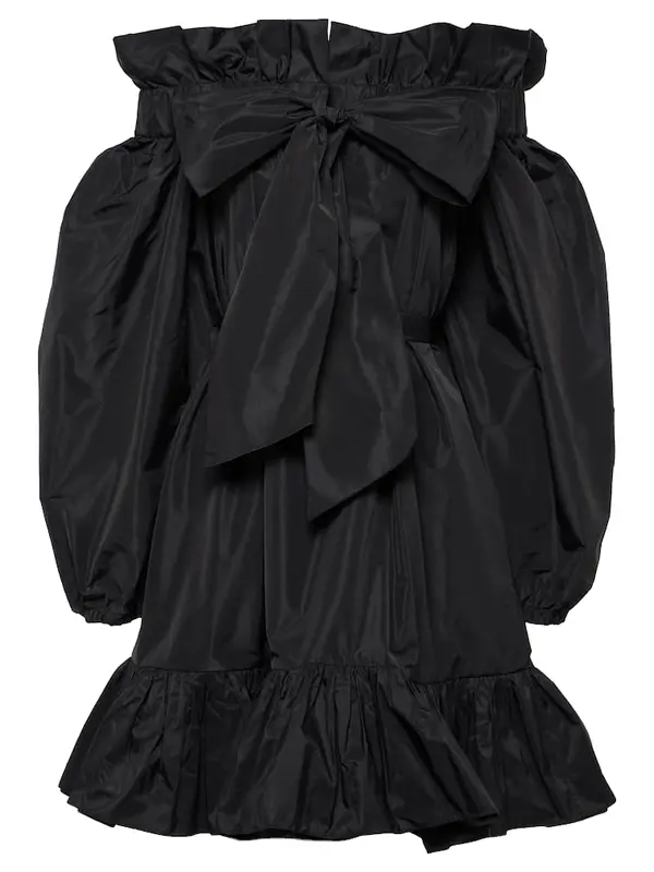 Patou Bow-detail Ruffled Faille Minidress - Black