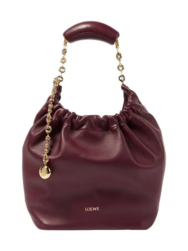 Loewe Squeeze Small Leather Shoulder Bag - Burgundy