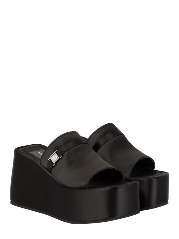 NODALETO Bulla Yelena Satin Platform Slides - Black