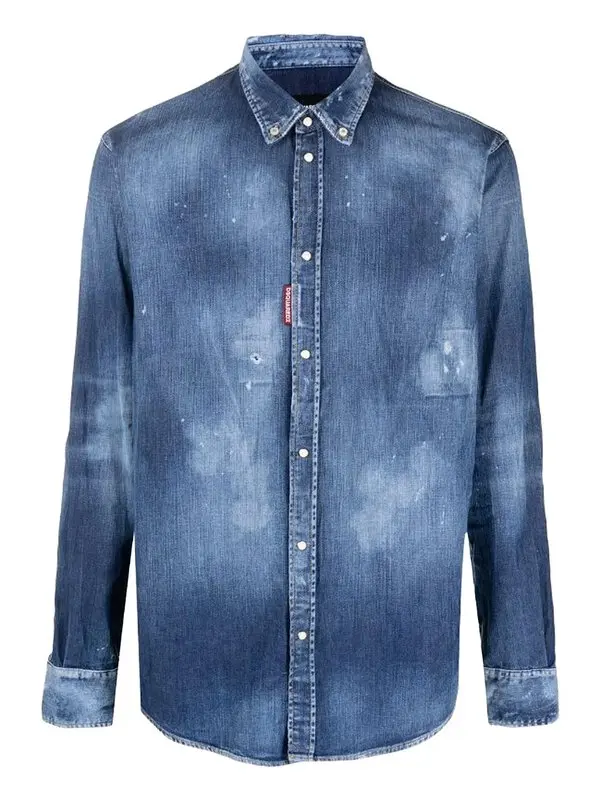 Dsquared2 Distressed Effect Denim Shirt - Blue