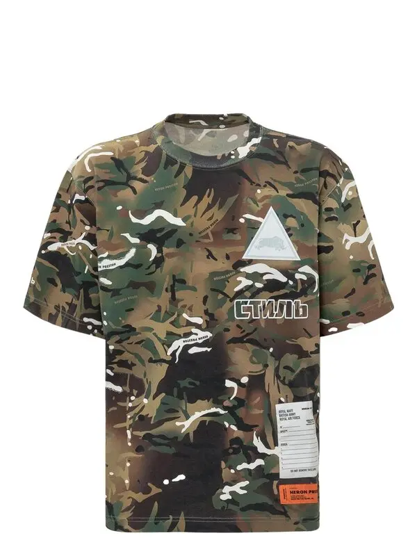 Heron Preston Camouflage T Shirt - Green