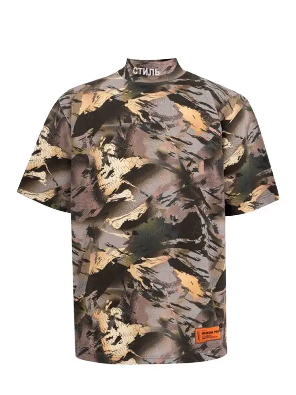 Heron Preston Camouflage Print T Shirt - Green