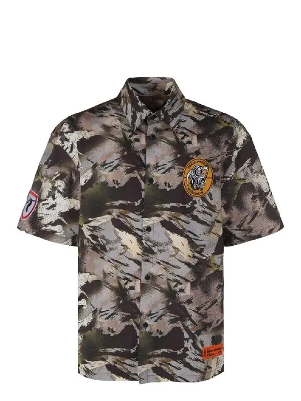 Heron Preston Camouflage Popline Shirt - Green