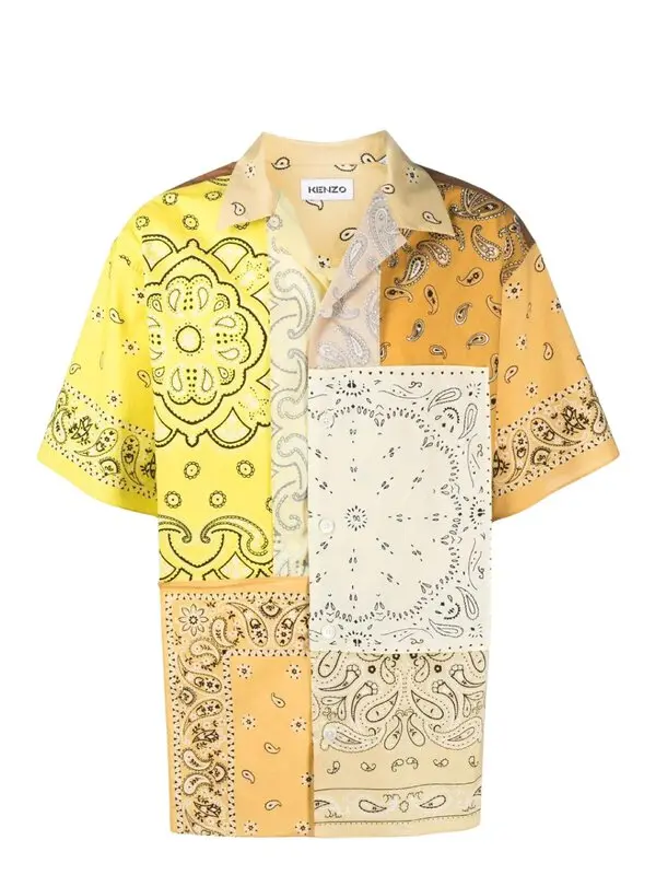Kenzo Patchwork Short Sleeves Shirt - Yellow