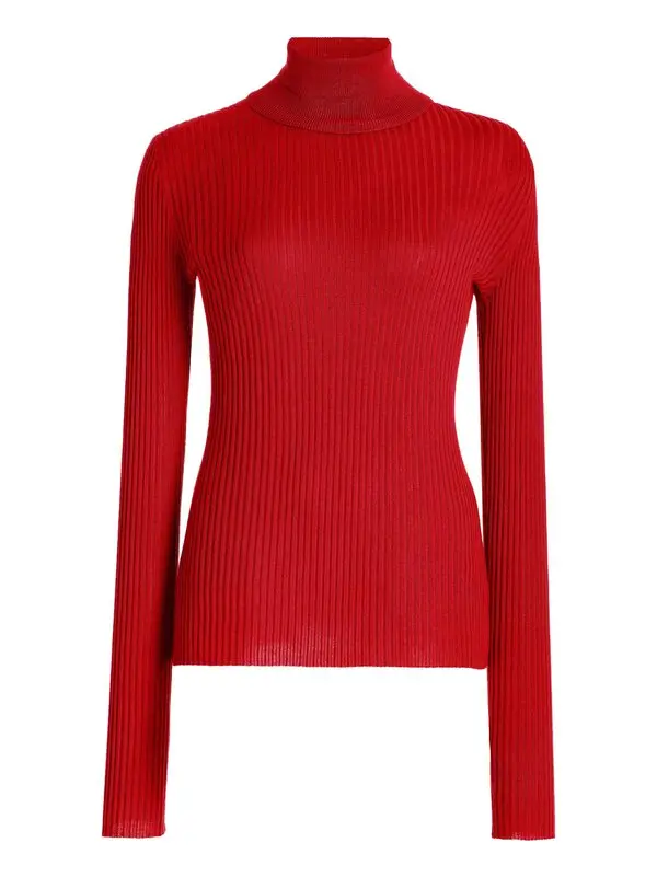 Gabriela Hearst Peppe Ribbed-knit Cashmere-silk Turtleneck Sweater - Red