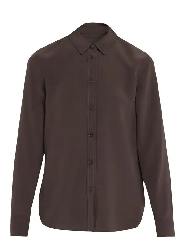 NILI LOTAN Gaia Silk Shirt - Chocolate