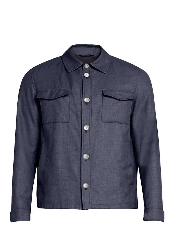 Herno Coated Cashmere-blend Overshirt - Navy