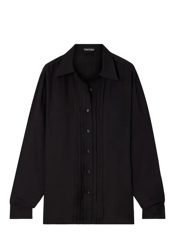 TOM FORD Pleated Silk Shirt - Black