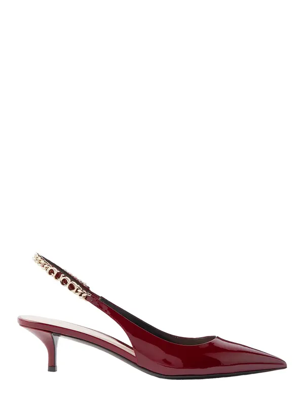 Gucci Signoria Embellished Patent-leather Slingback Pumps - Red