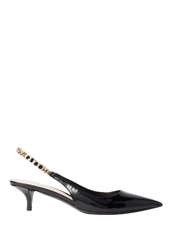 Gucci Signoria Embellished Patent-leather Slingback Pumps - Black