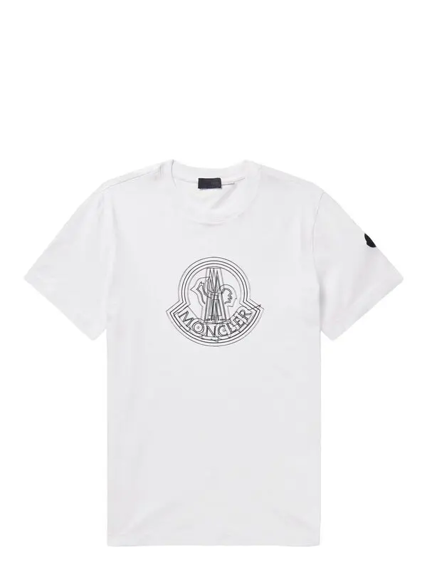 Moncler Logo-appliquéd Printed Cotton-jersey T-shirt - White