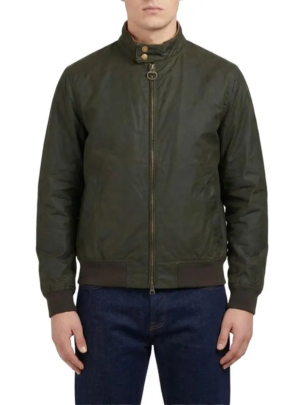 Barbour Waxed Cotton Bomber Jacket - Green