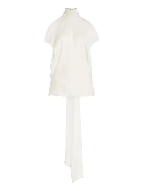 Brandon Maxwell Ilana Layered Silk Blouse - White