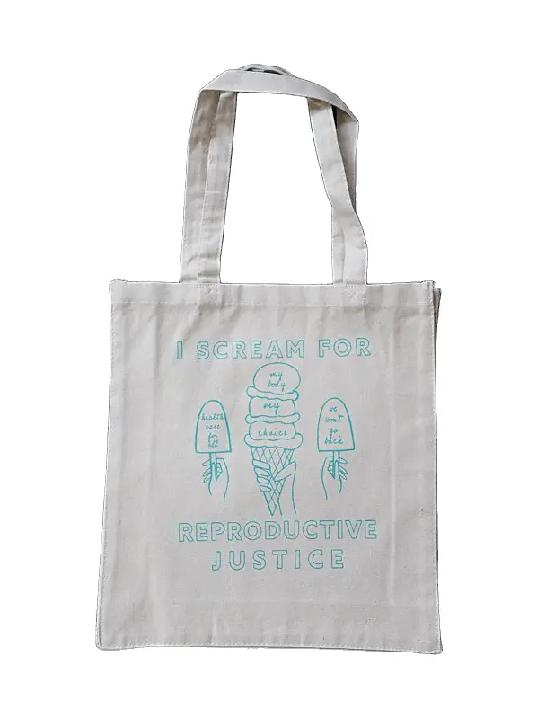 OVERSEASONED Ice Cream For Reproductive Justice Tote Bag - Natural