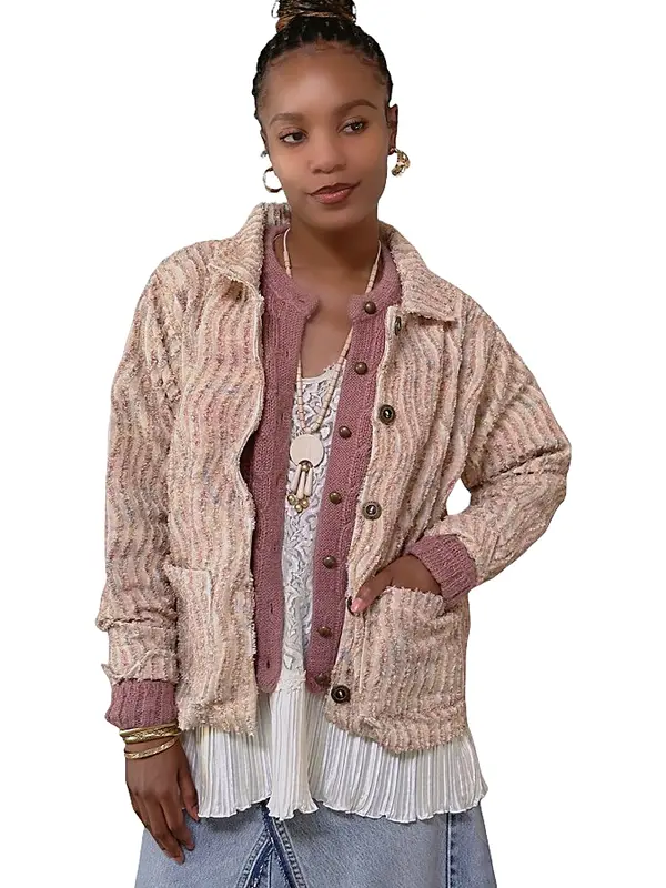 AFTERLIFE BOUTIQUE Vintage 1990's Sandy Chenille Jacket - Multi Colored